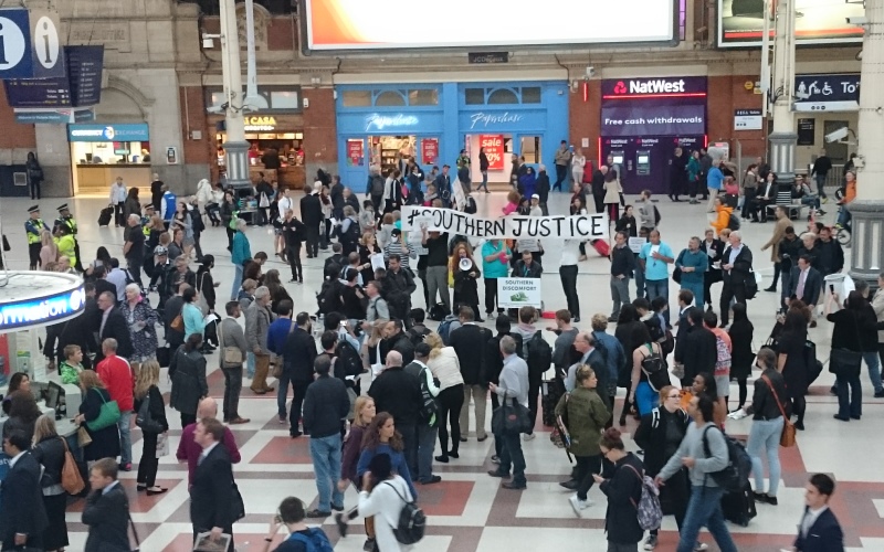 Frustrated demonstrators brand Southern Rail a ‘shambles’ and demand ...