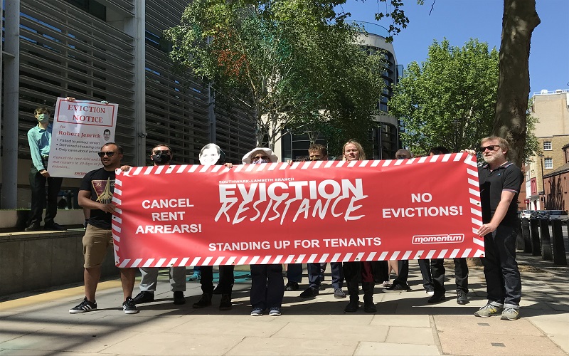 Housing activists protest lifting of Covid-19 eviction ban in Westminster