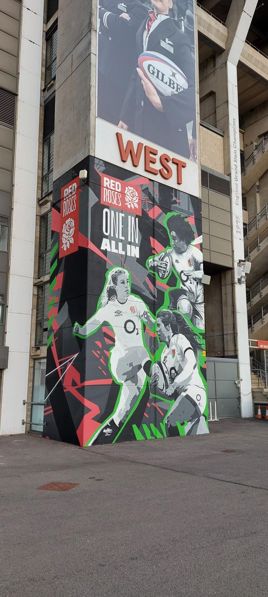 Meters-high England Rugby murals created at Twickenham Stadium