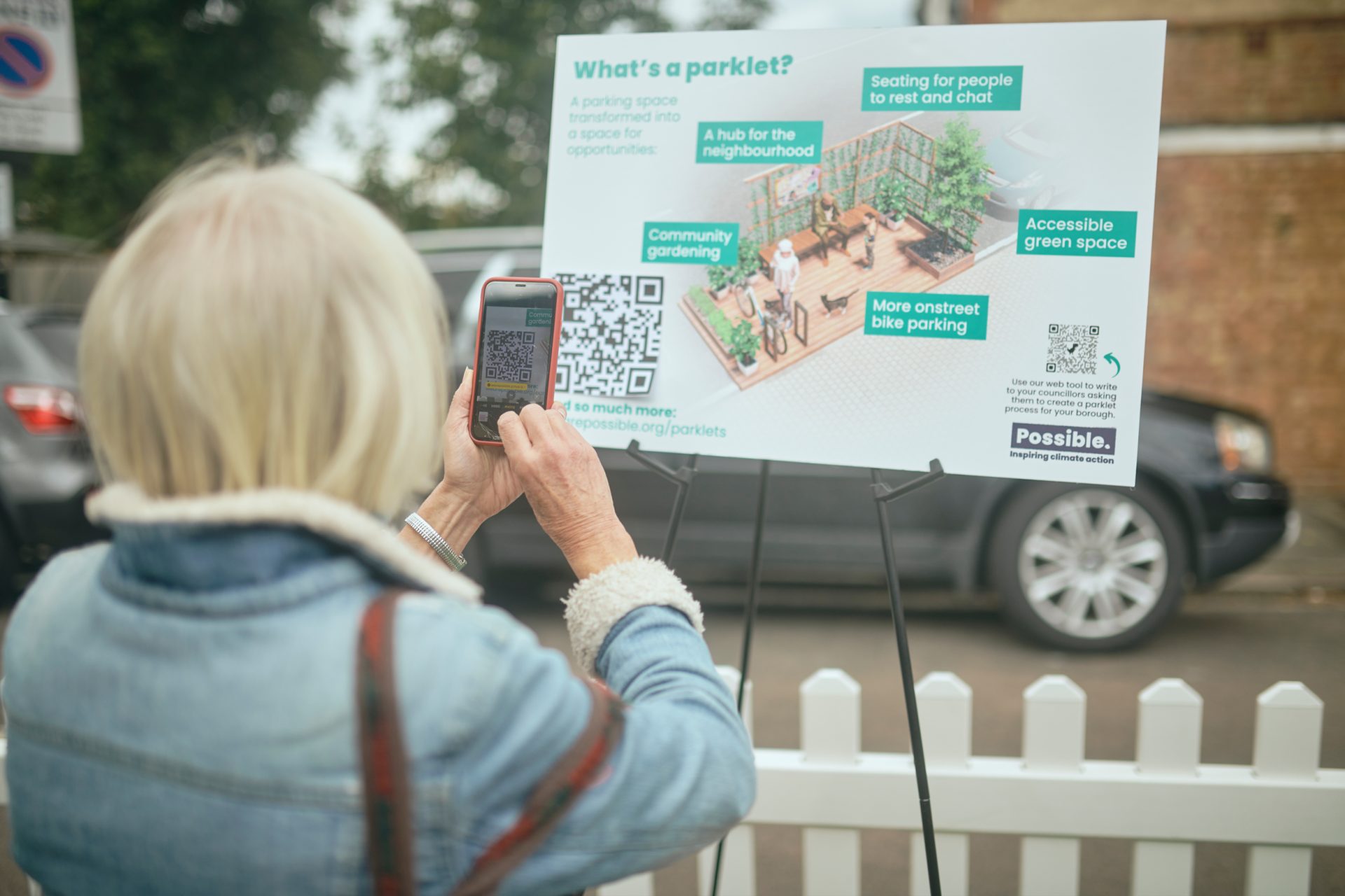 Pop-up parklets in Ealing promoting Possible’s car free success