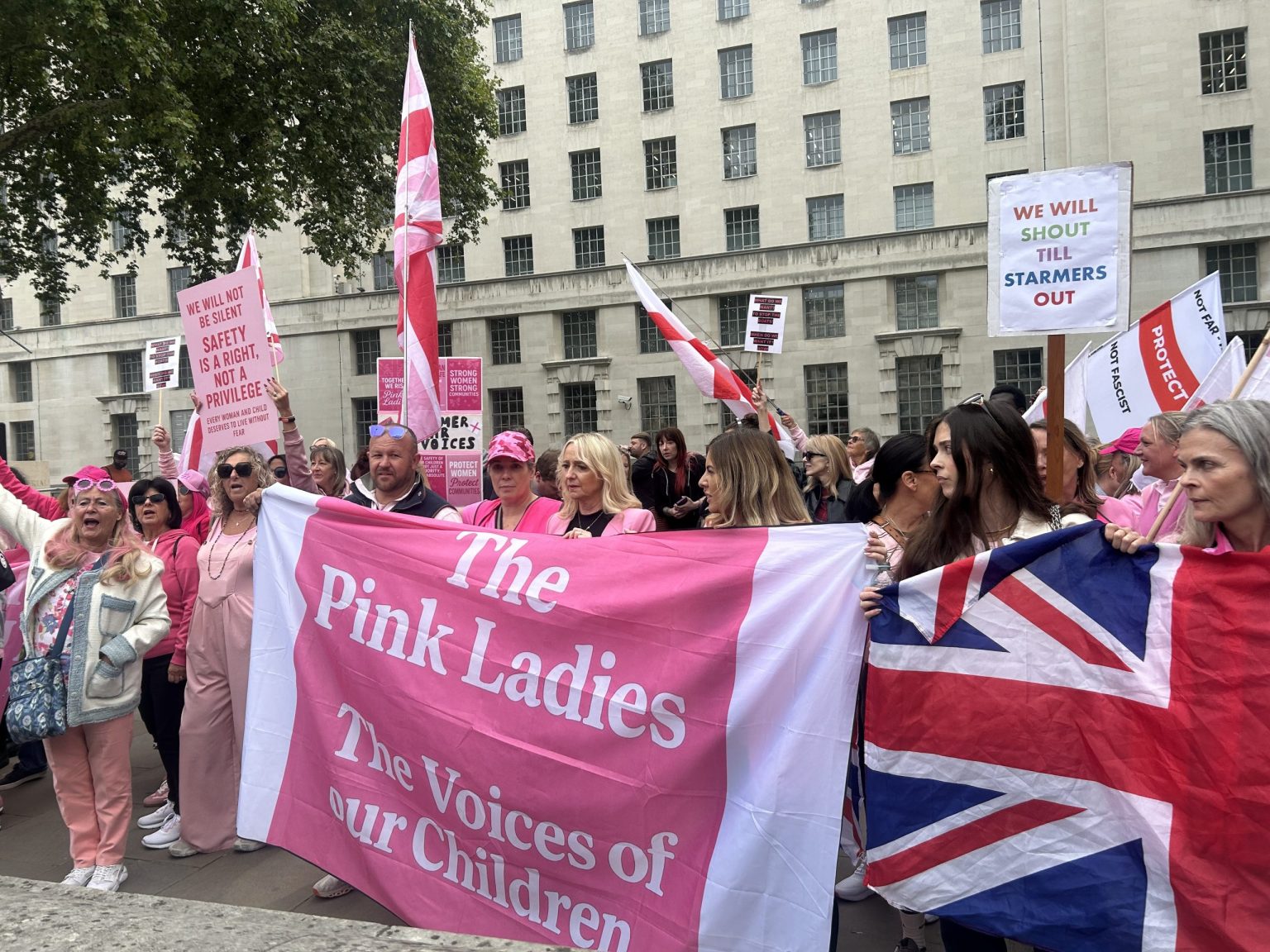 'Pink Ladies' protest held in Westminster against immigration linked to ...